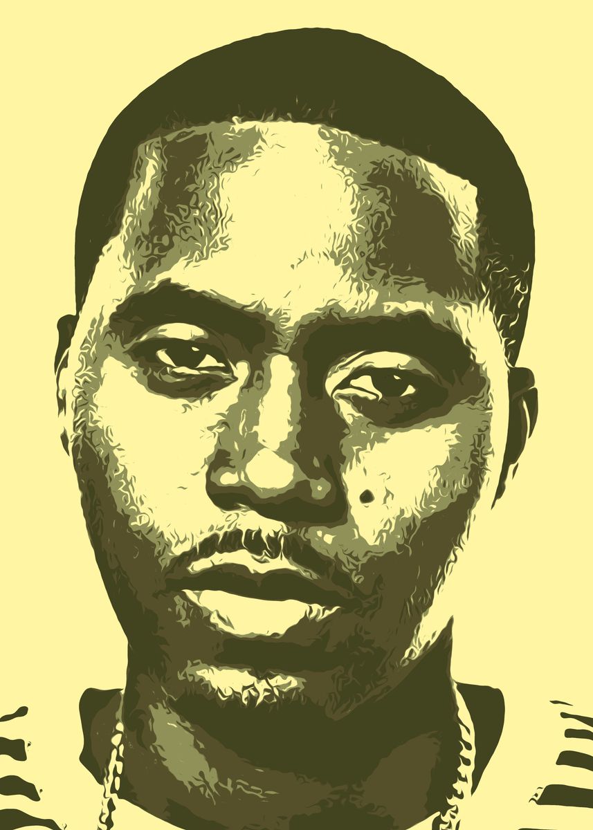 'Nas Rapper Vintage' Poster, picture, metal print, paint by Levi Sensei ...