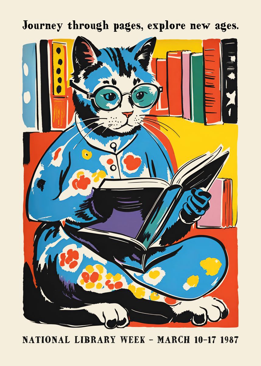 '1987 Library Week Poster' Poster, picture, metal print, paint by ...