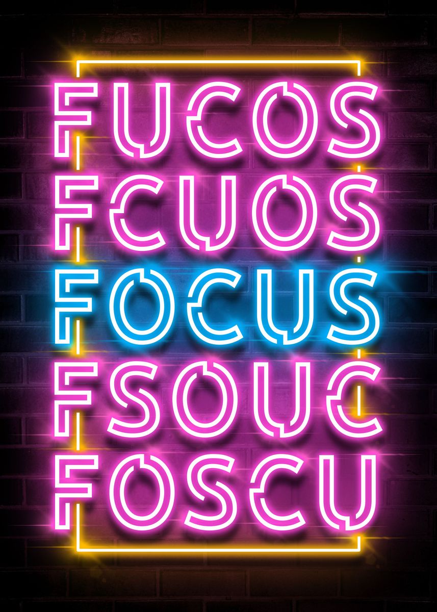 'FOCUS NEON SIGN ART' Poster, picture, metal print, paint by MoveUp ...