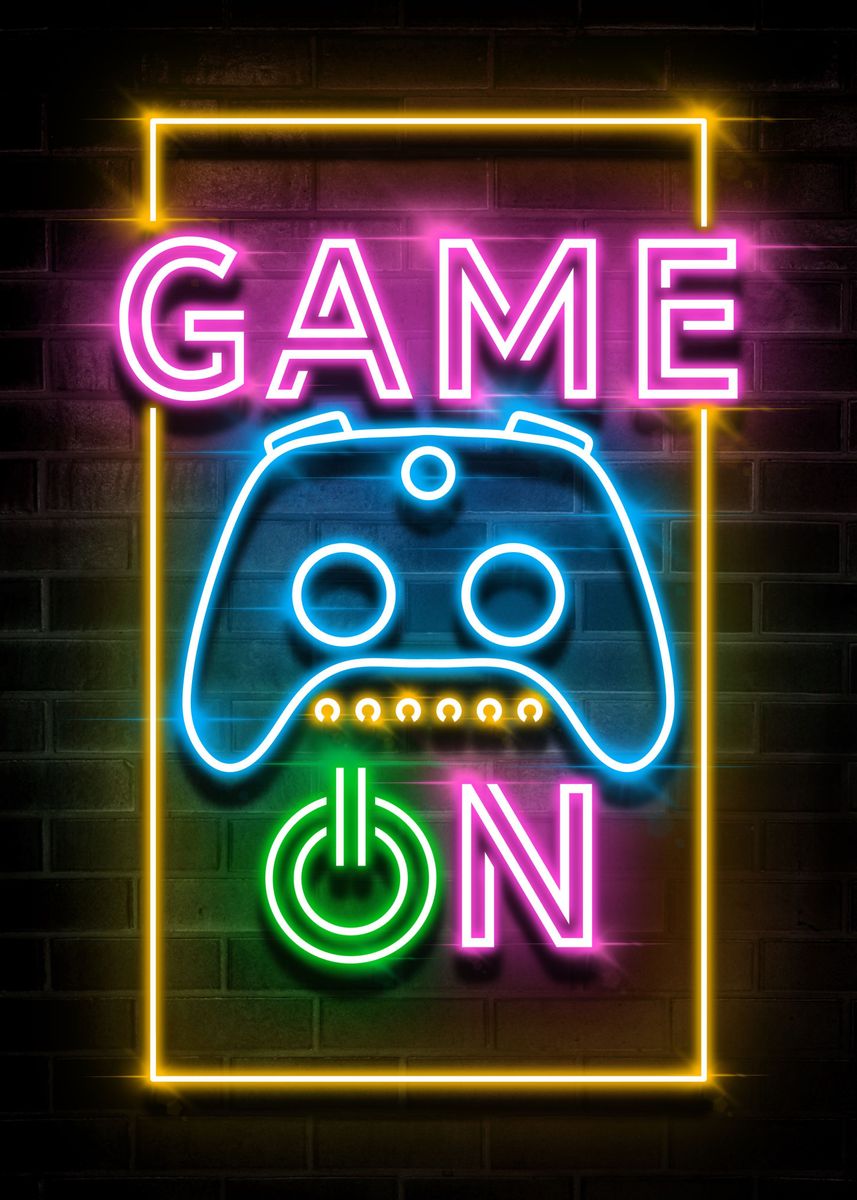 'GAME ON NEON SIGN ART' Poster, picture, metal print, paint by MoveUp ...