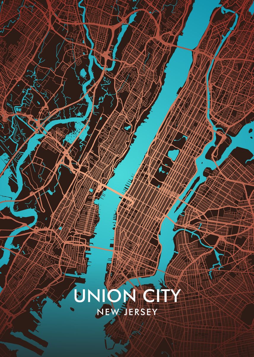 'Union City New Jersey' Poster, picture, metal print, paint by Miracle ...