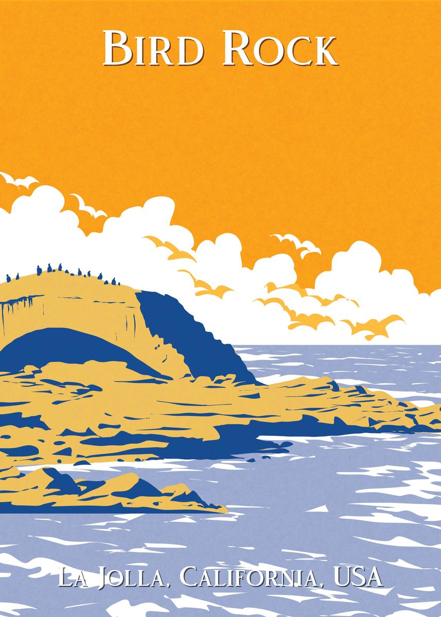 'Bird Rock Surf Beach CA' Poster, picture, metal print, paint by Jordan ...