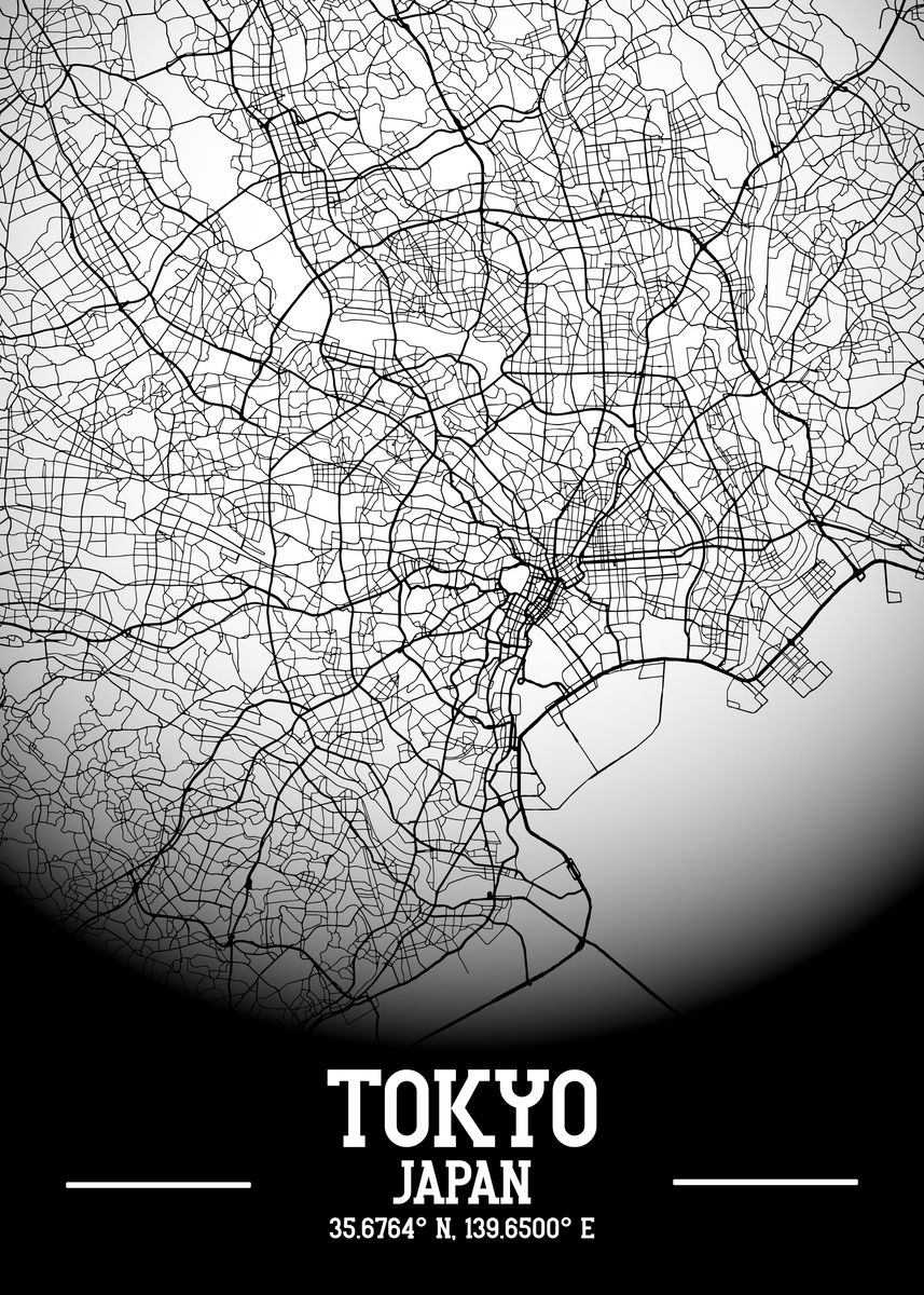 'Tokyo City Map White' Poster, picture, metal print, paint by Omarific ...