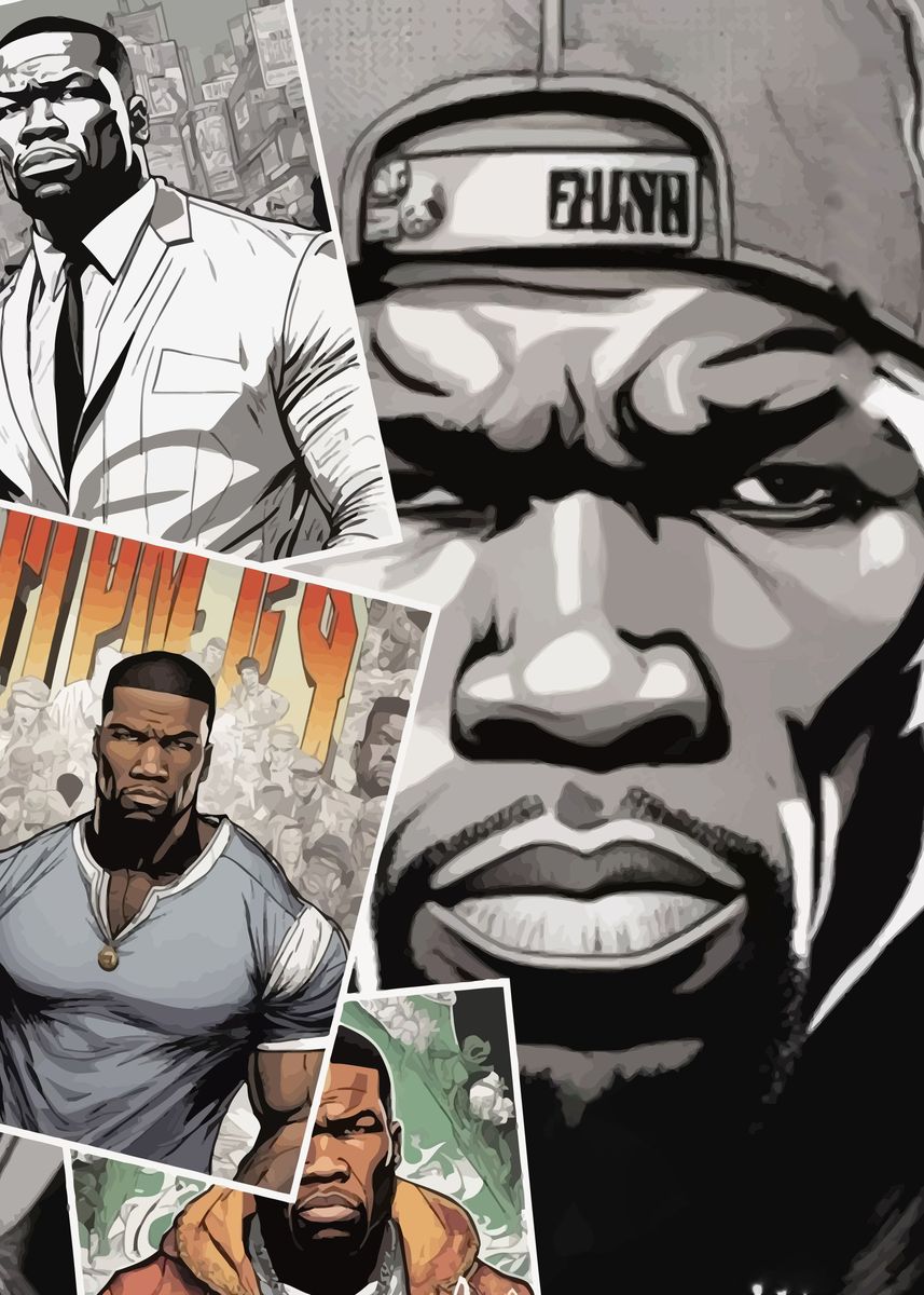 '50 Cent Rapper' Poster, picture, metal print, paint by hightown scale ...