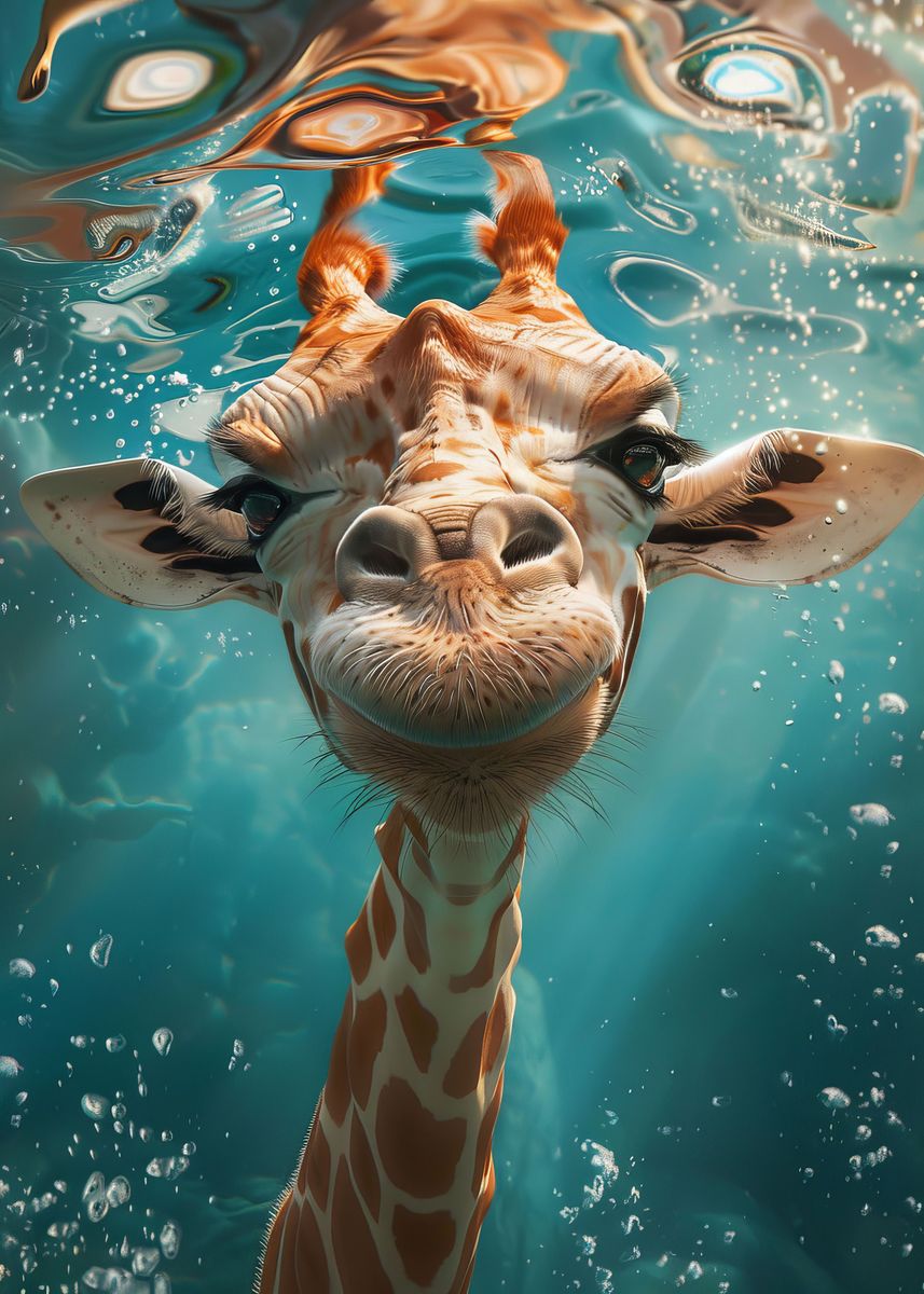 'Giraffe Sea' Poster, picture, metal print, paint by Henning Seiffert ...