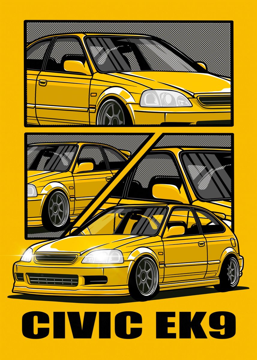 'Civic EK9 JDM Legends' Poster, picture, metal print, paint by Tarendra ...
