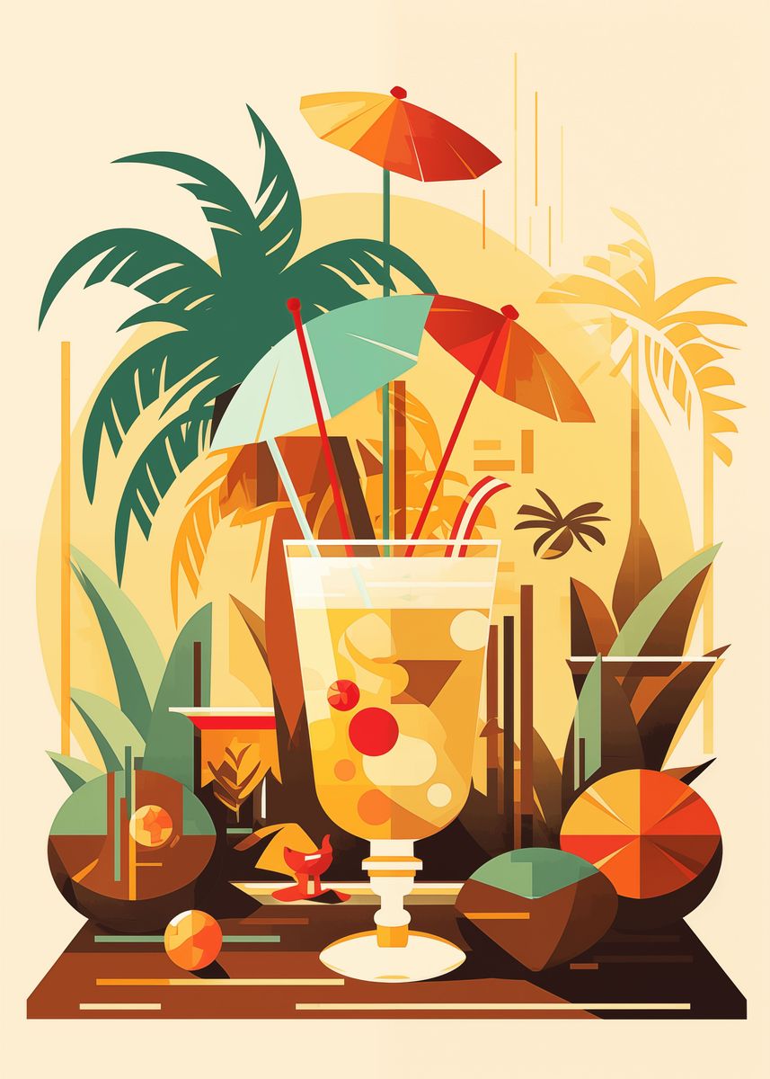 'Cocktail Beverage Creative' Poster, picture, metal print, paint by ...