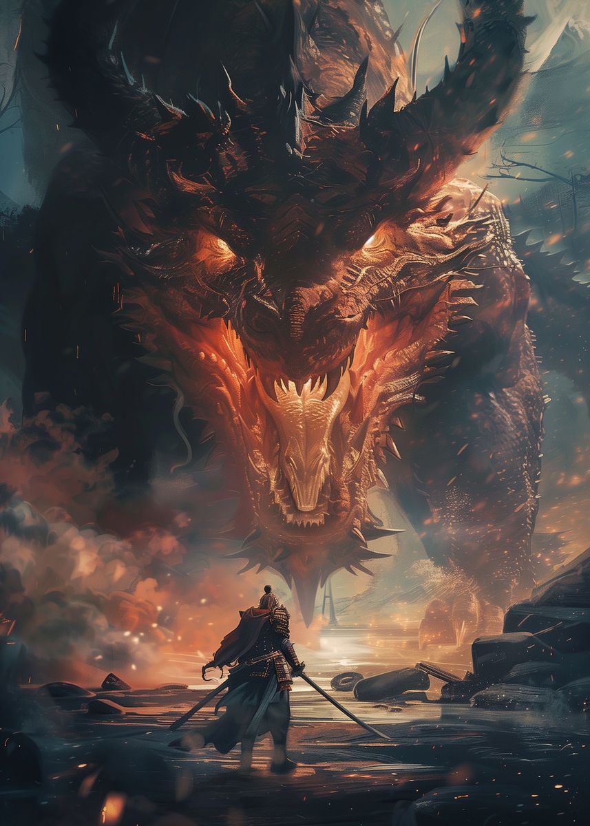 'Dragon Anime Fiery Fantasy' Poster, picture, metal print, paint by ...