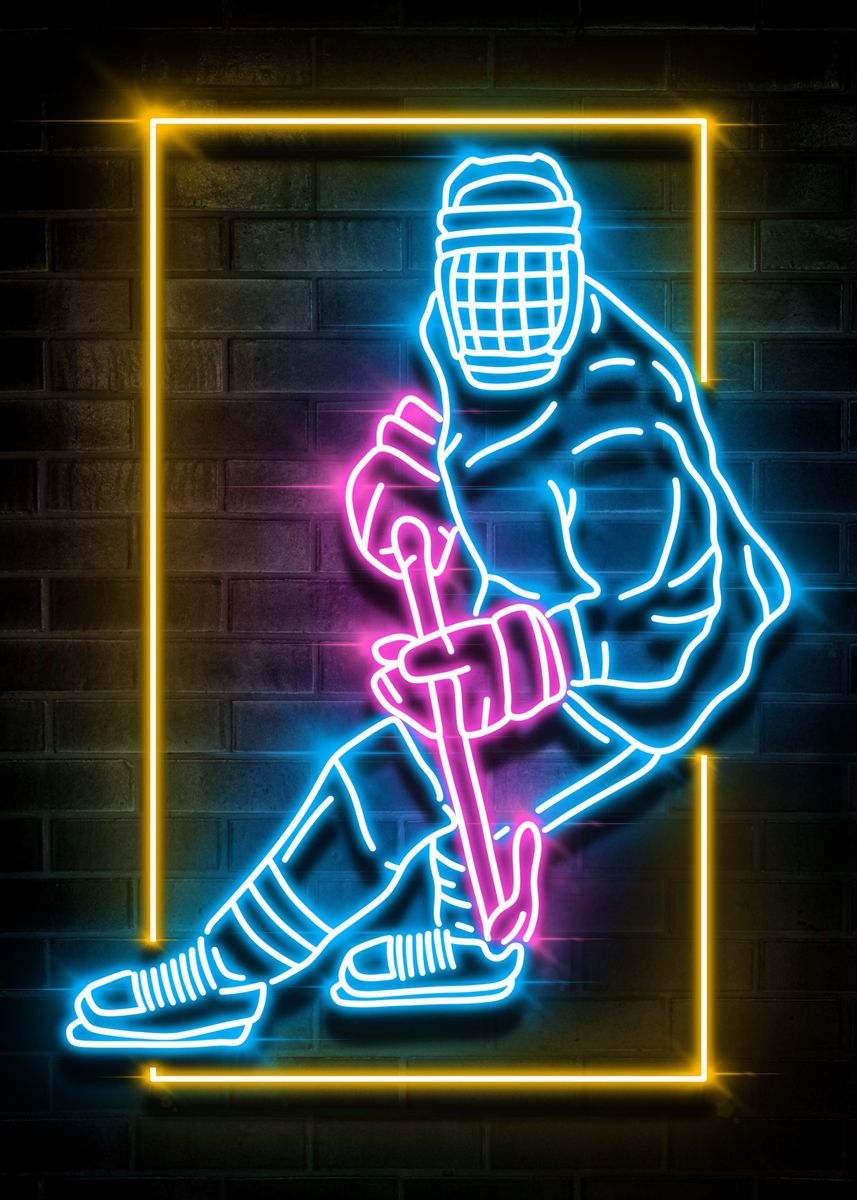 'HOCKEY NEON SIGN ART' Poster, picture, metal print, paint by MoveUp ...