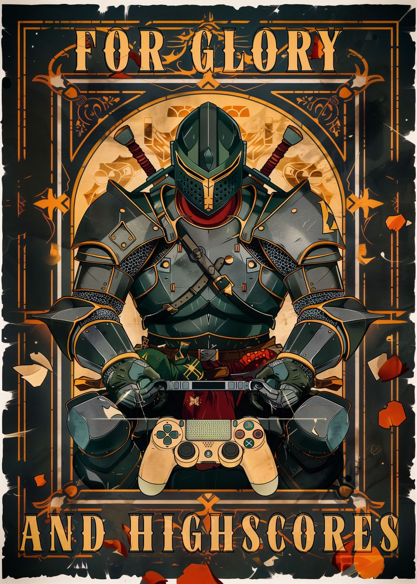 'Highscore Gaming Poster' Poster, picture, metal print, paint by ...
