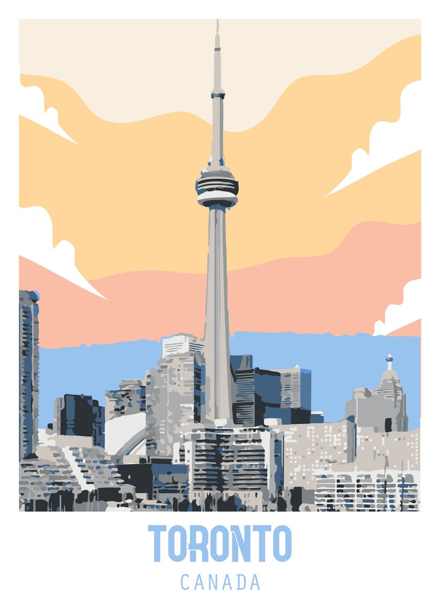 'Toronto in Retro Style' Poster, picture, metal print, paint by Namrahc ...