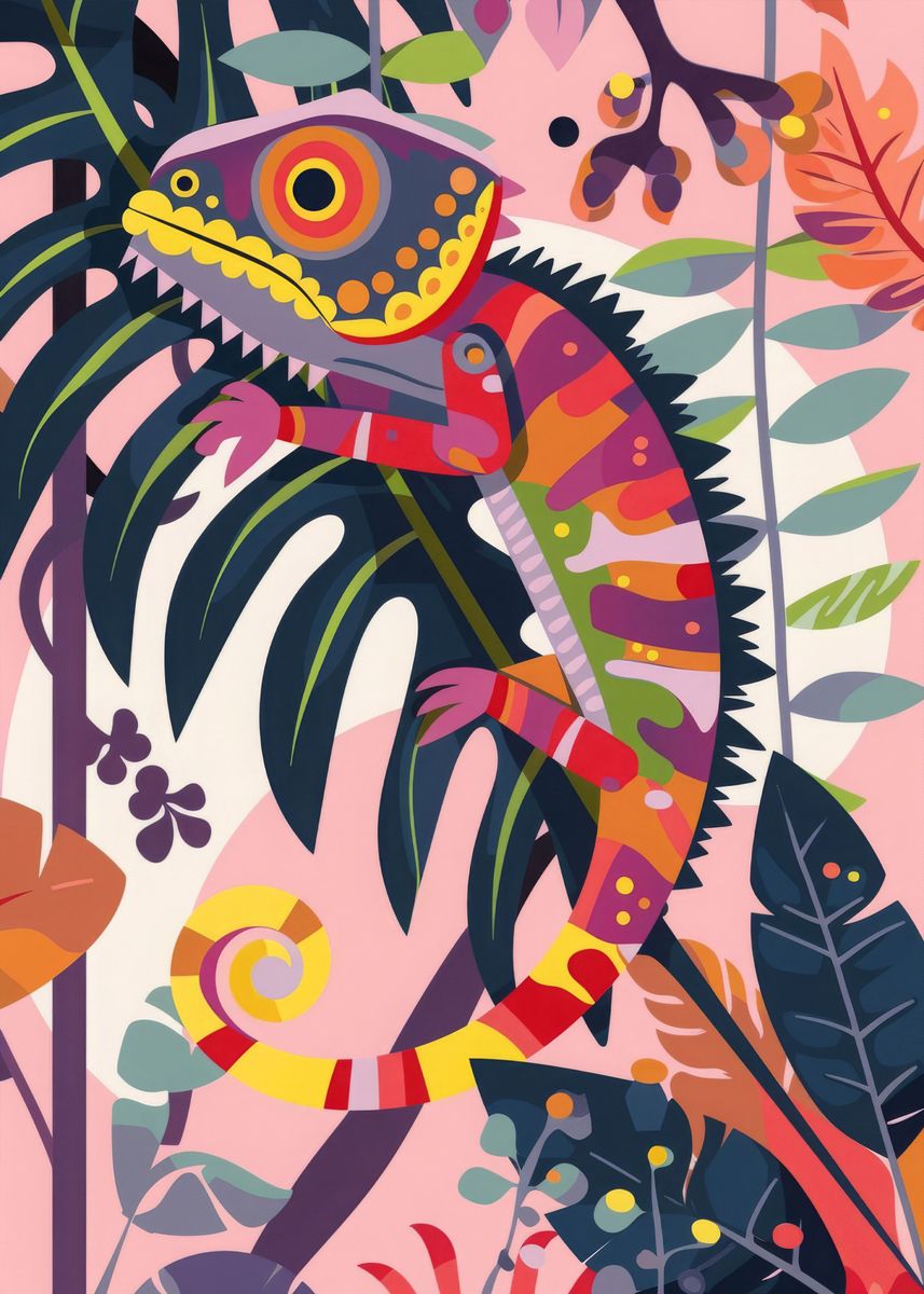 'Chameleon Abstract Flat' Poster, picture, metal print, paint by Ray ...