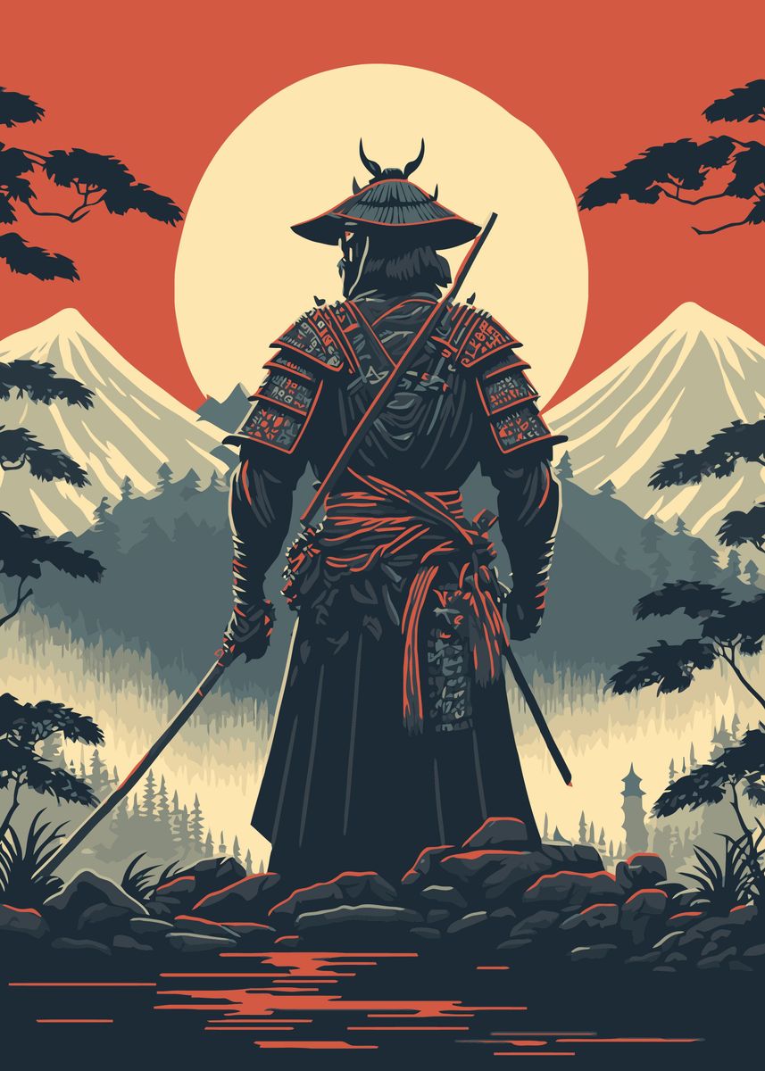 'Samurai' Poster, picture, metal print, paint by PODLOUSY | Displate