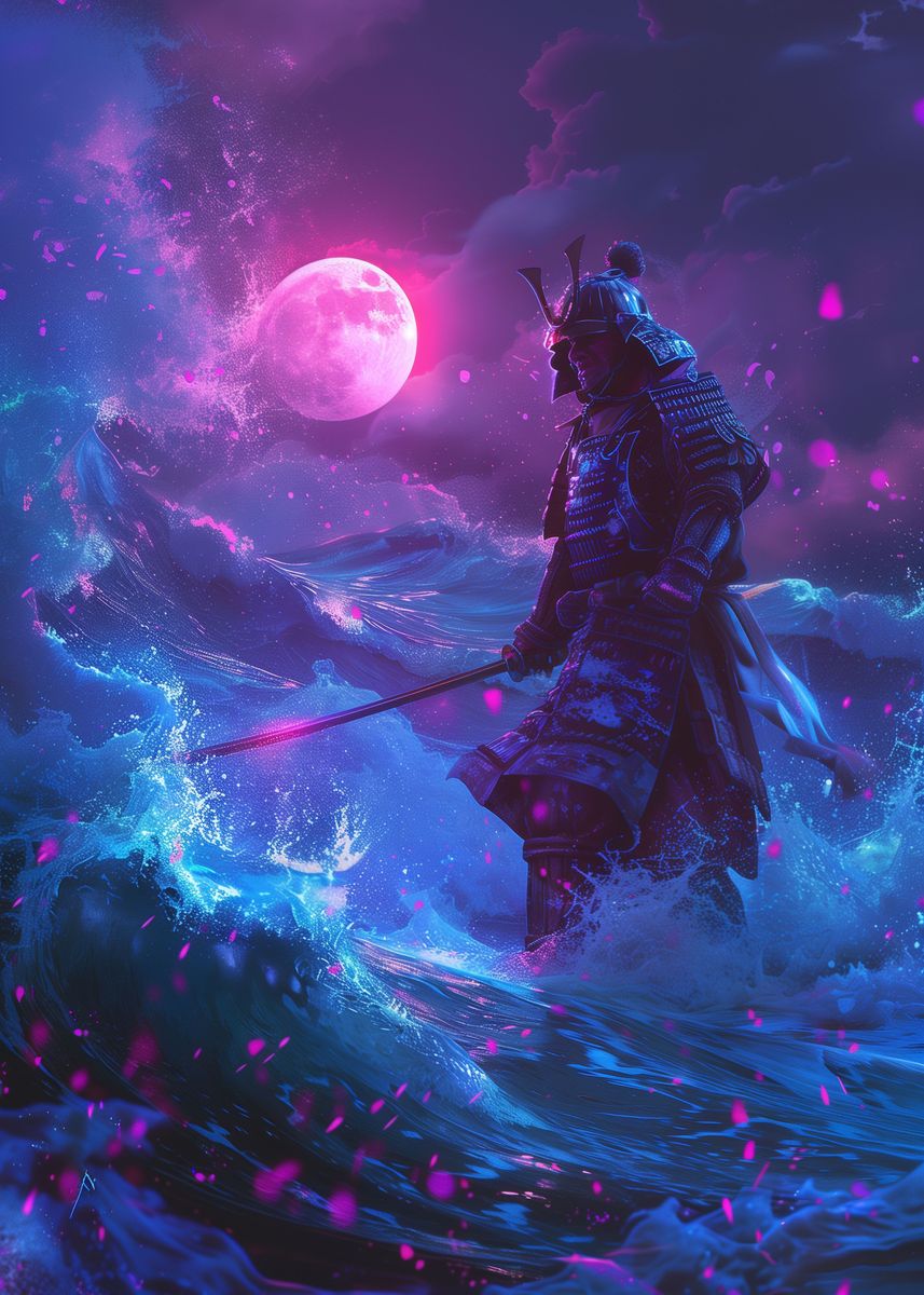 'The Moon Samurai' Poster, picture, metal print, paint by Freddie ...