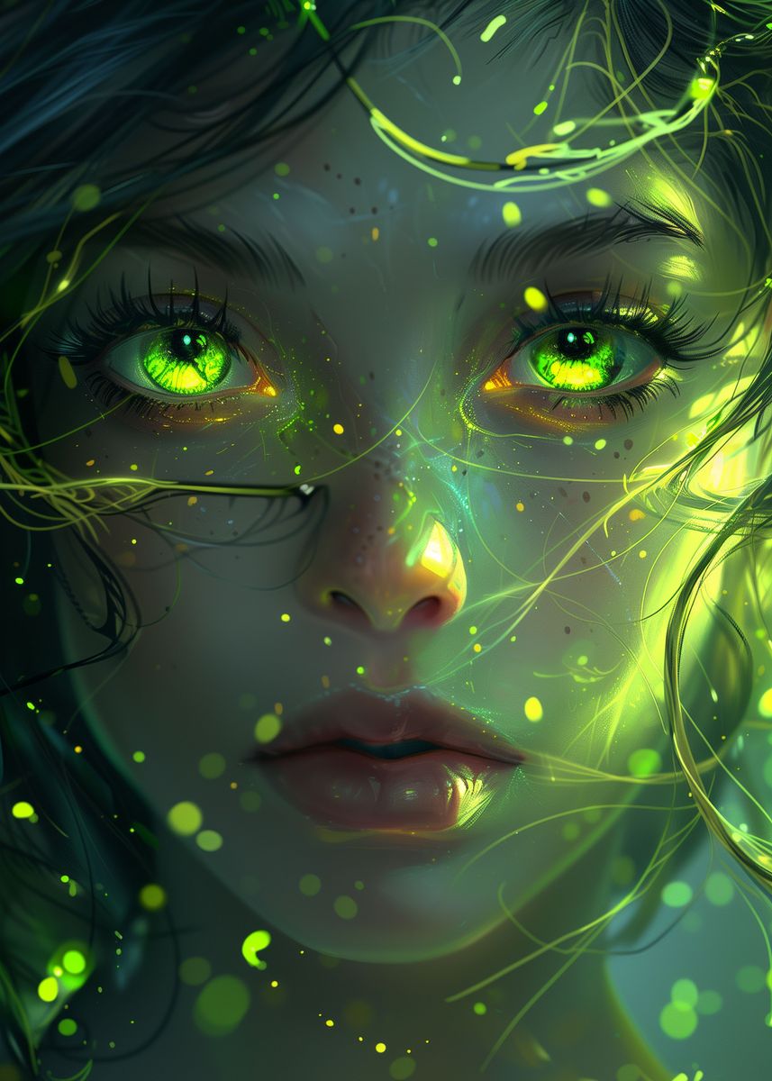 'Green Glow Charm' Poster, picture, metal print, paint by Hotaru Jisuni ...