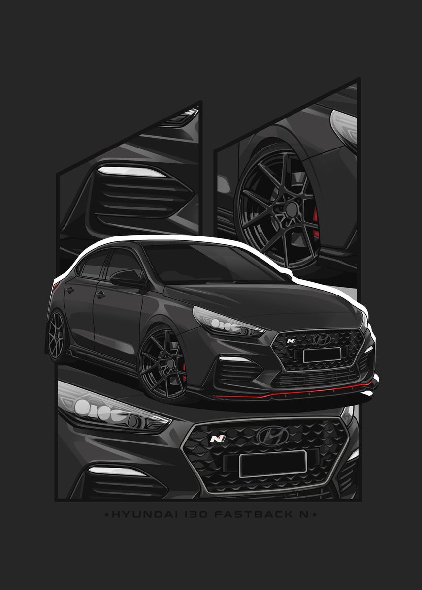 'hyundai i30 fastback n' Poster, picture, metal print, paint by capture ...