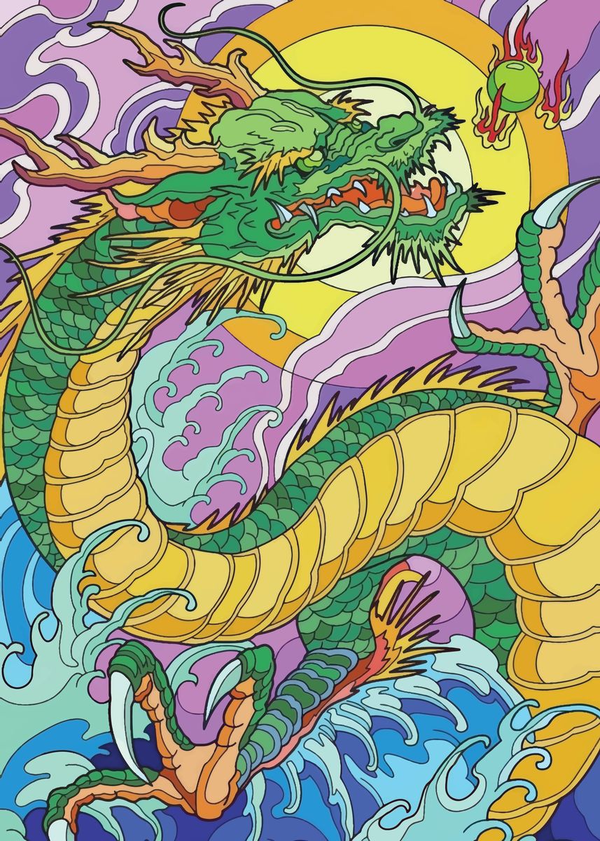 'AESTHETIC THE DRAGON ART' Poster, picture, metal print, paint by ...