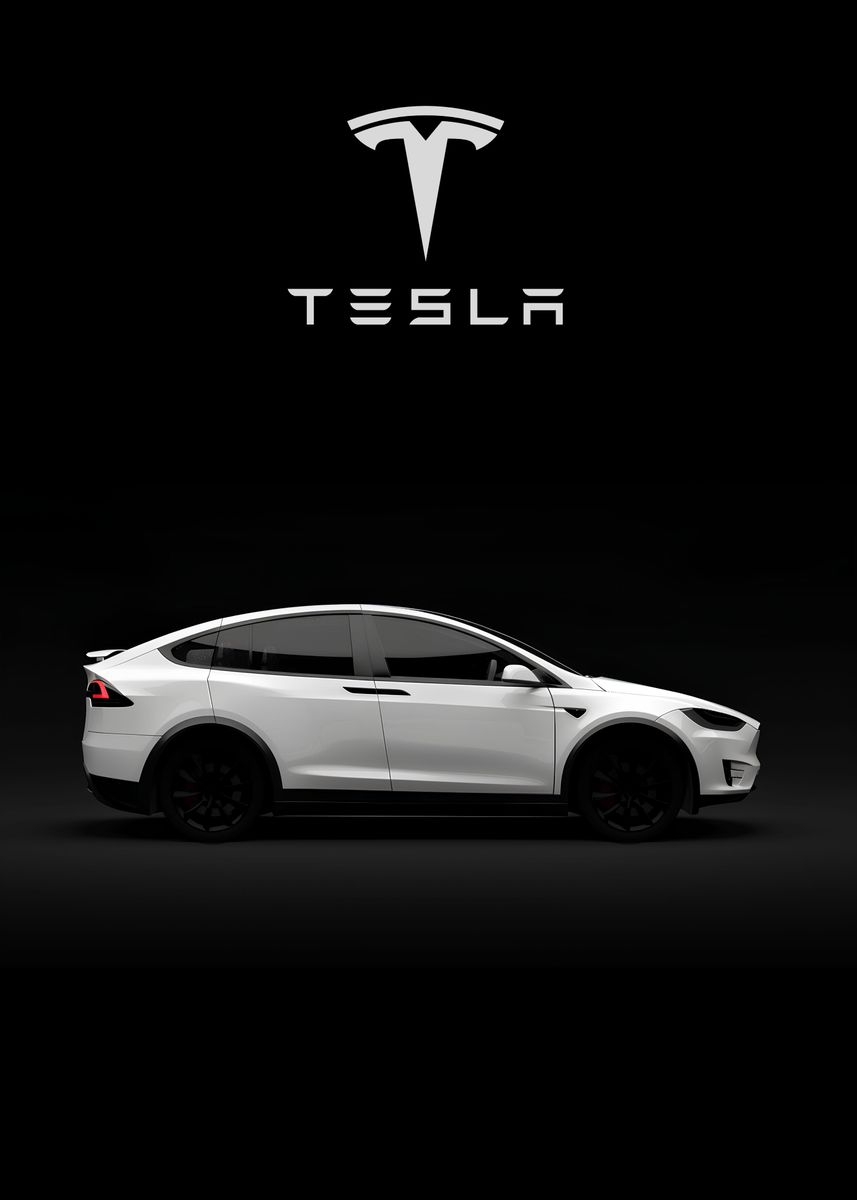 'Tesla Model X White' Poster, picture, metal print, paint by Beautiful ...