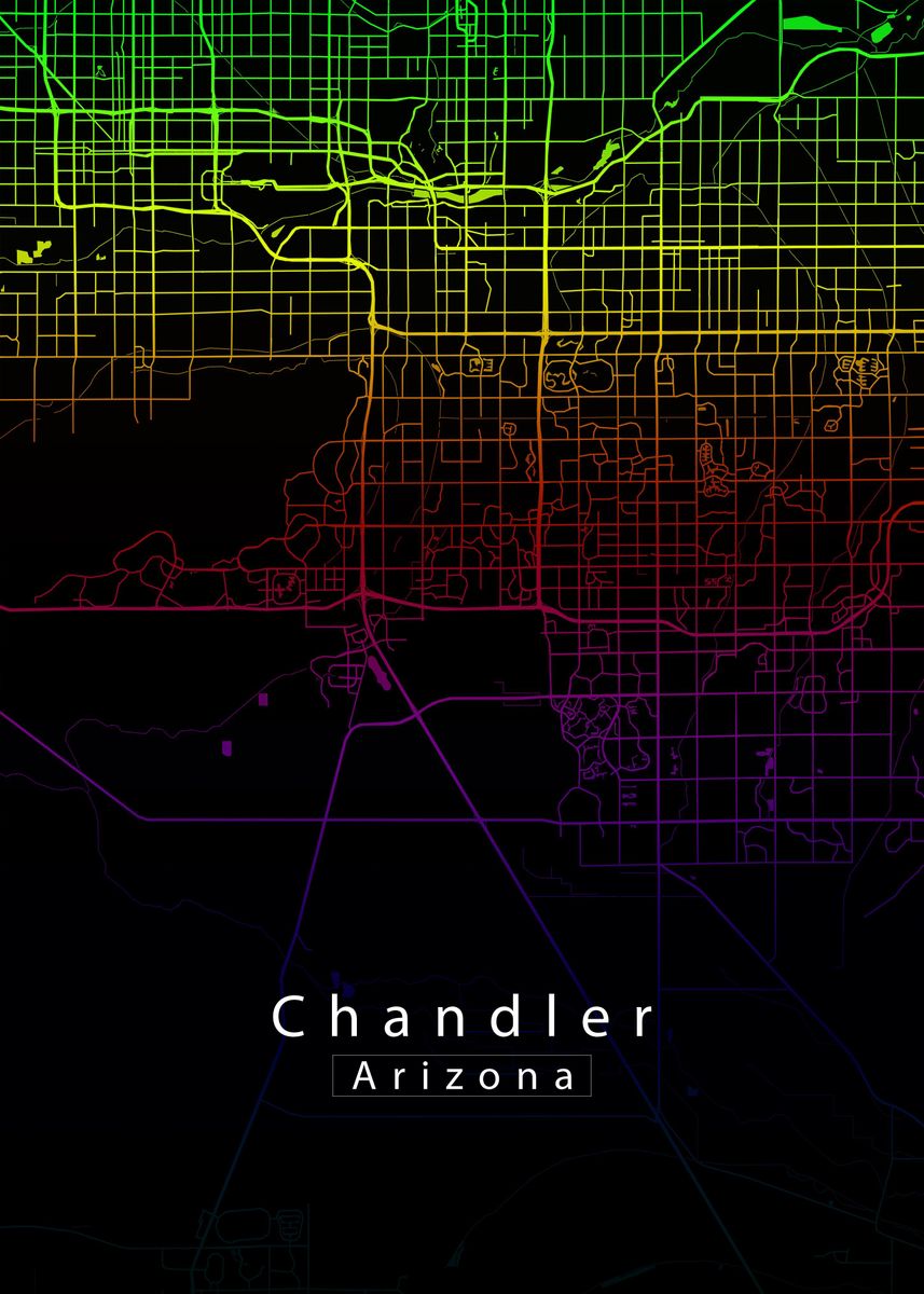 'Chandler Arizona City Map' Poster, picture, metal print, paint by ...