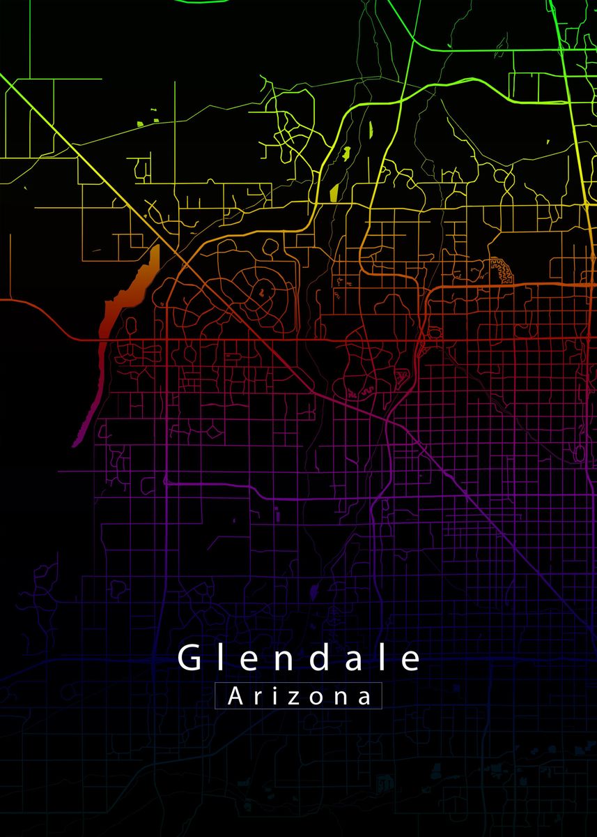 'Glendale Arizona City Map' Poster, picture, metal print, paint by ...