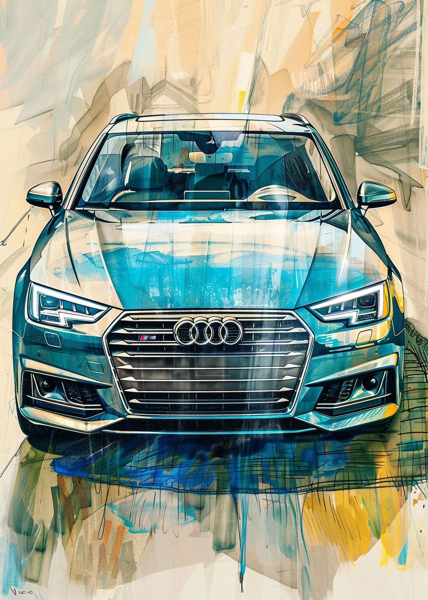 'Pastel 2017 Audi A4 Avant ' Poster, picture, metal print, paint by ...