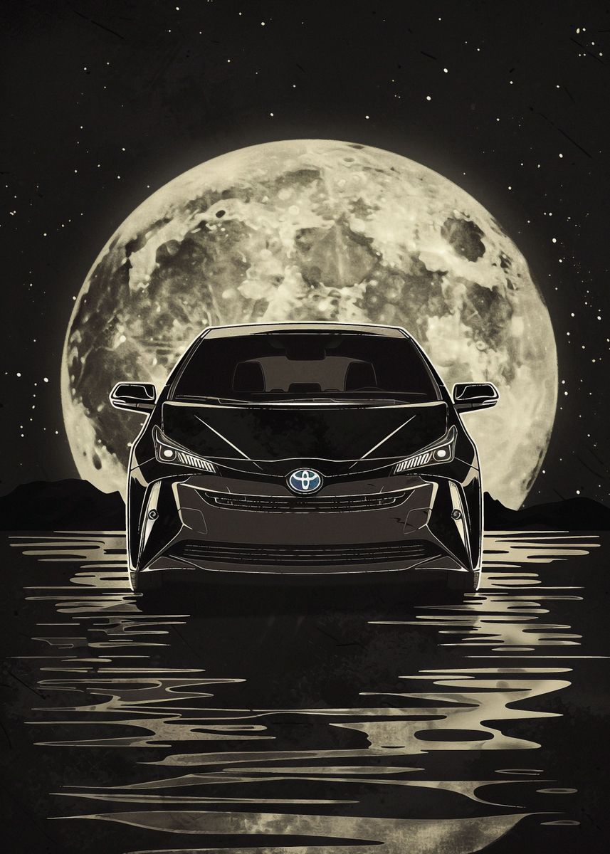 'Toyota Prius car moon phas' Poster, picture, metal print, paint by ...