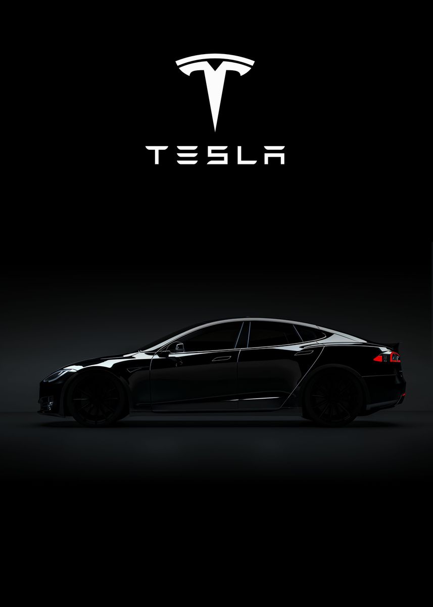 'Tesla model S Black' Poster, picture, metal print, paint by Beautiful ...