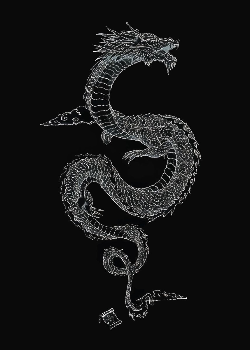 'AESTHETIC LINE DRAGON ART' Poster, picture, metal print, paint by ...