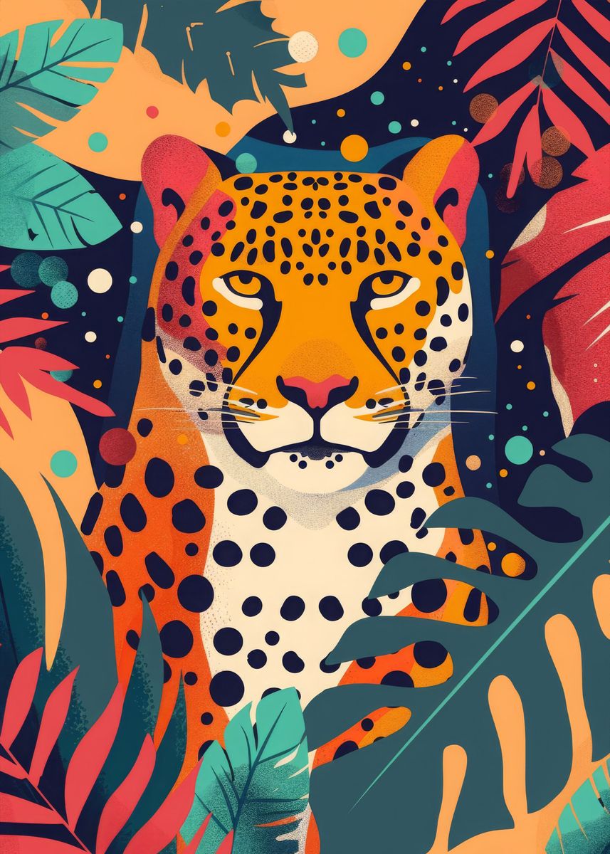 'Cheetah Abstract Flat' Poster, picture, metal print, paint by Ray Faye ...