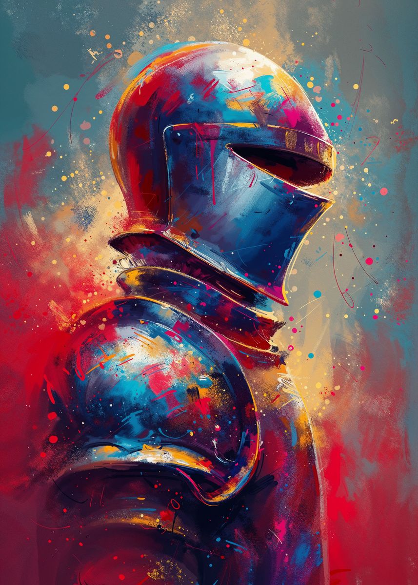 'Vibrant Knight' Poster, picture, metal print, paint by Katsu | Displate