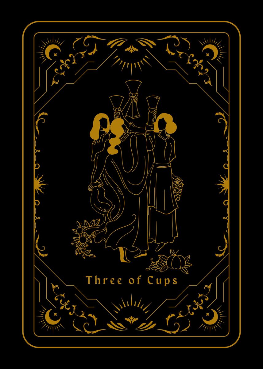 'Three of Cups' Poster, picture, metal print, paint by Quirky Designs ...