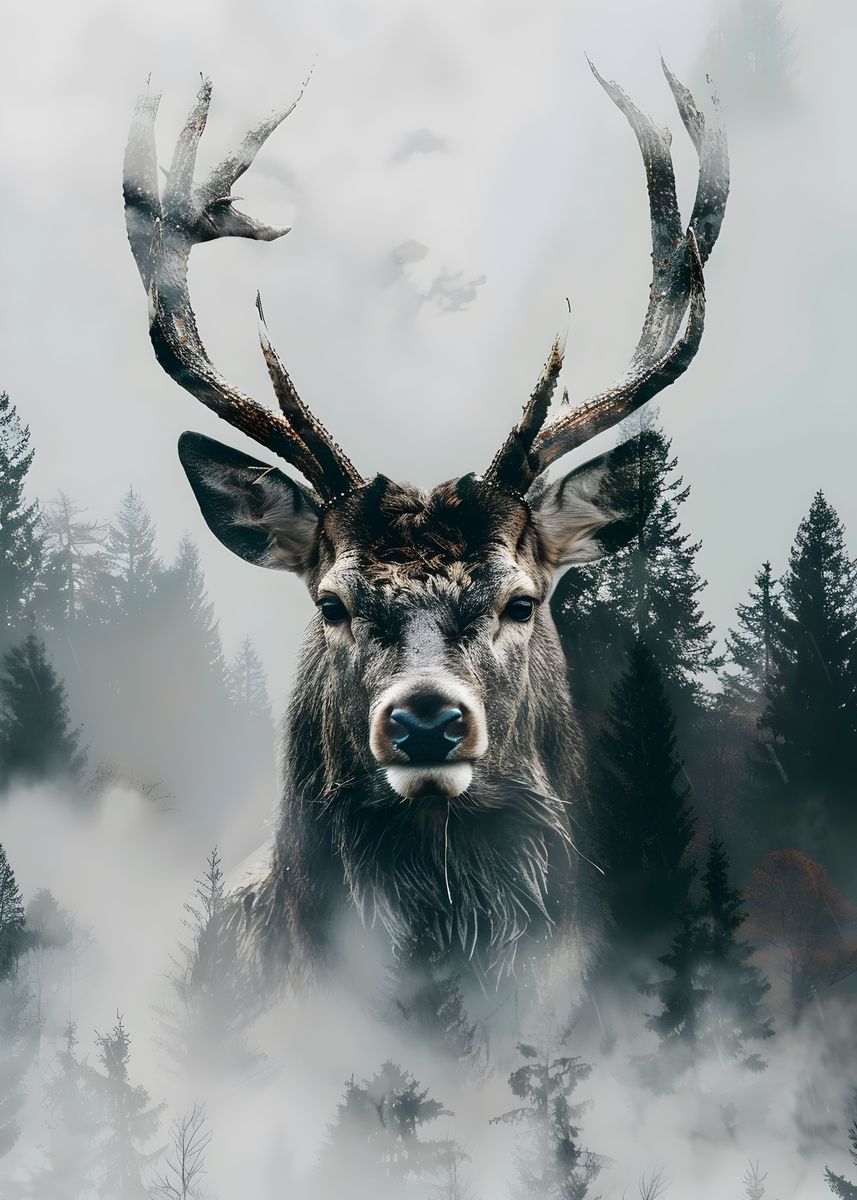'Stag Deer Regal Presence' Poster, picture, metal print, paint by ...