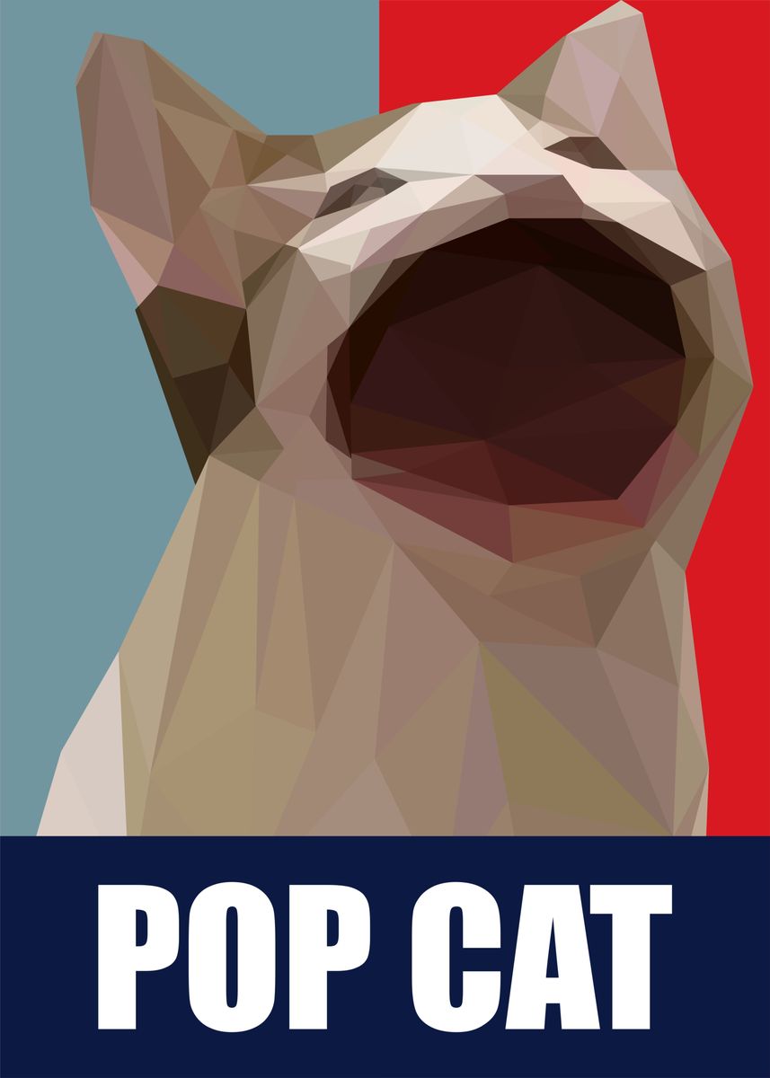 'pop cat meme ' Poster, picture, metal print, paint by Exclusive Metal ...