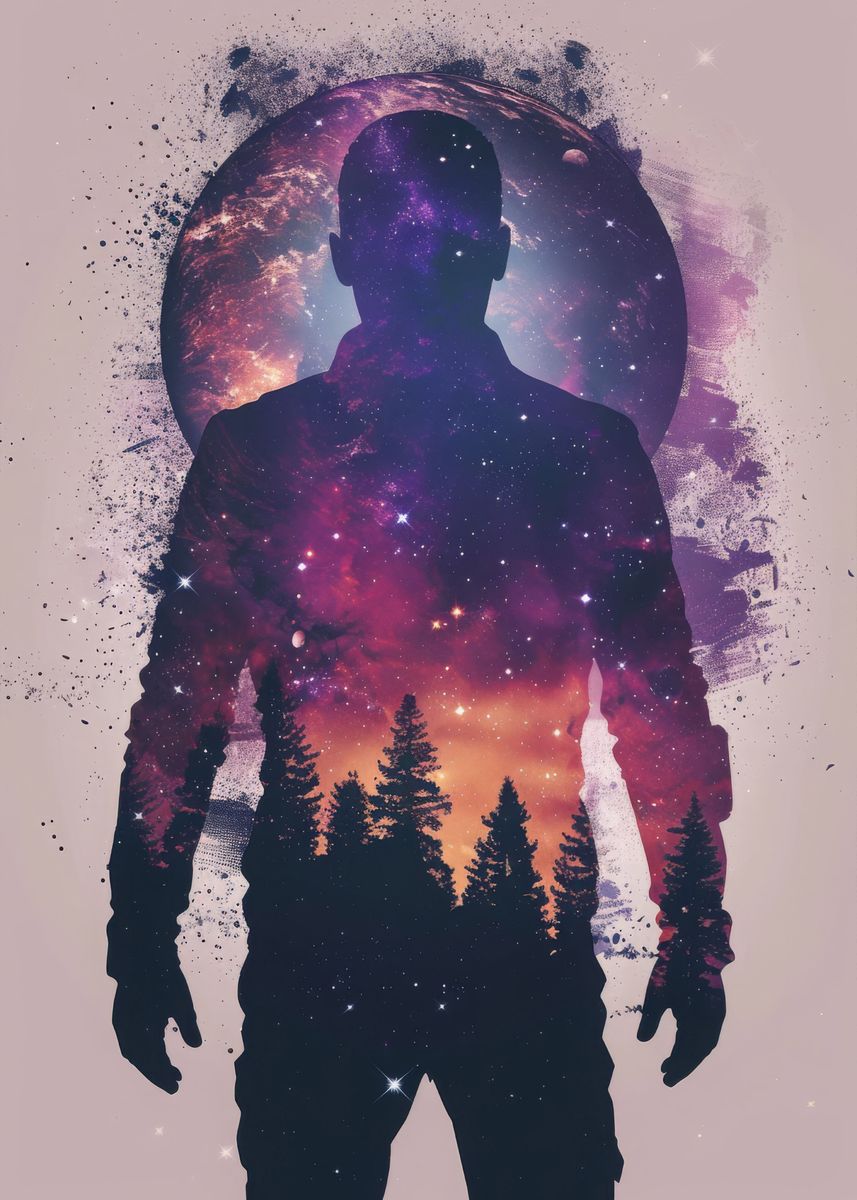 'Man Galaxy Silhouette' Poster, picture, metal print, paint by Oliver ...