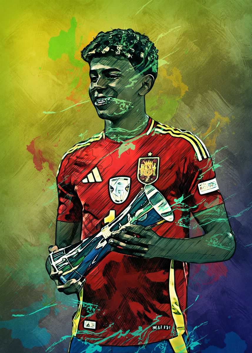 'Lamine Yamal Portrait' Poster, picture, metal print, paint by Le Duc ...