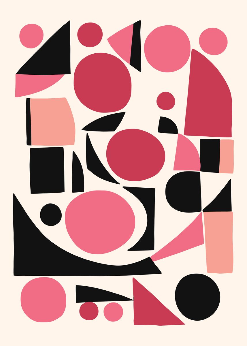 'Pink Geometric Art' Poster, picture, metal print, paint by HyggeStudio ...