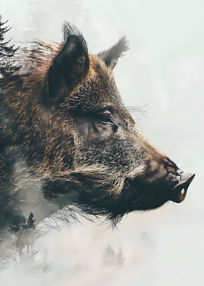 'Wild Boar Forest' Poster, picture, metal print, paint by Dennex ...