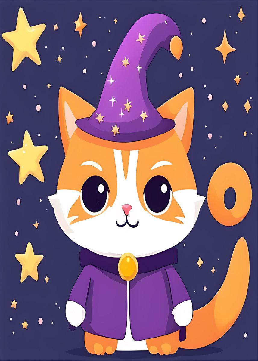 'Wizard Cat' Poster, picture, metal print, paint by Awesome Famous Art ...