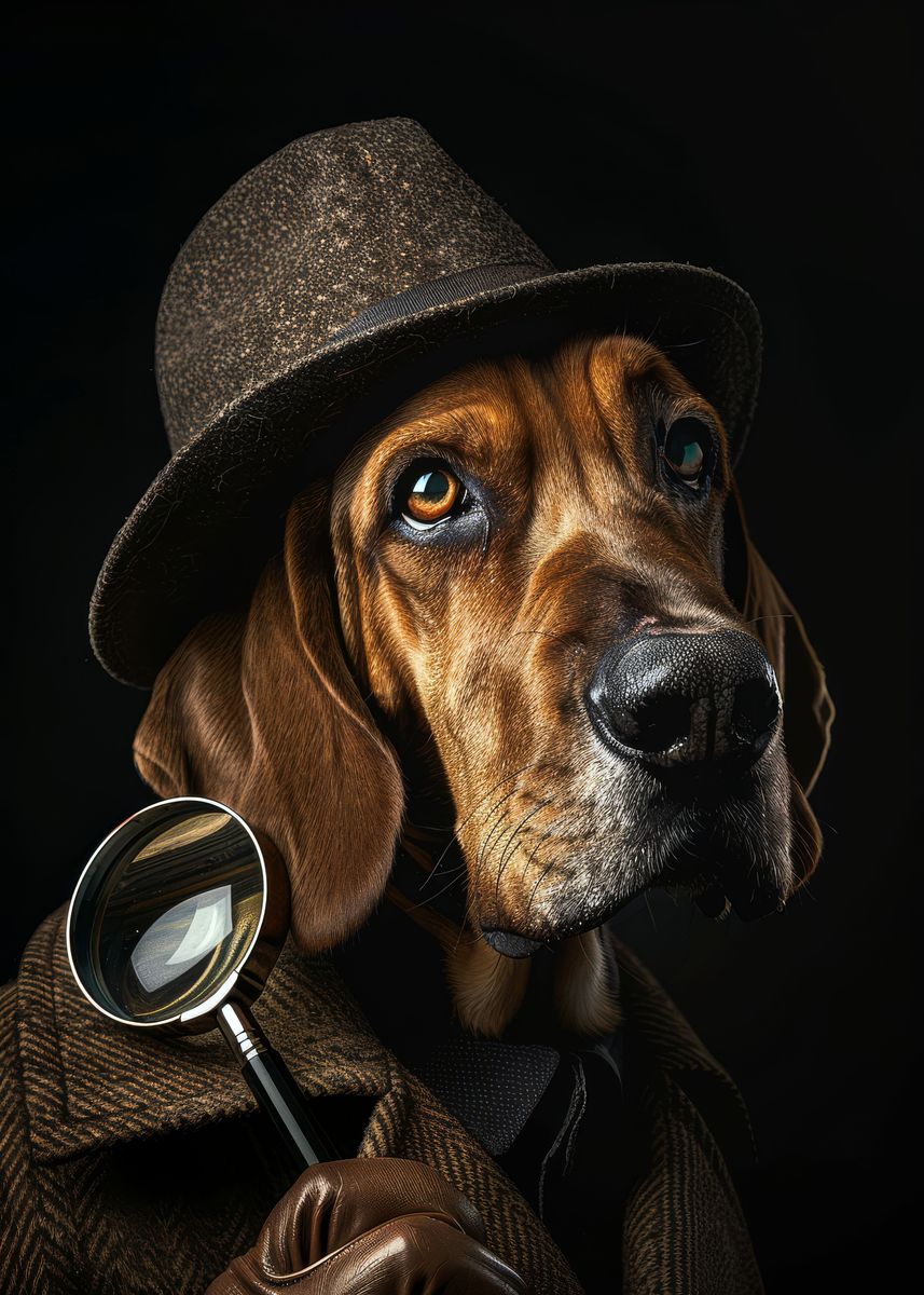 'Bloodhound Dog Detective' Poster, picture, metal print, paint by ...