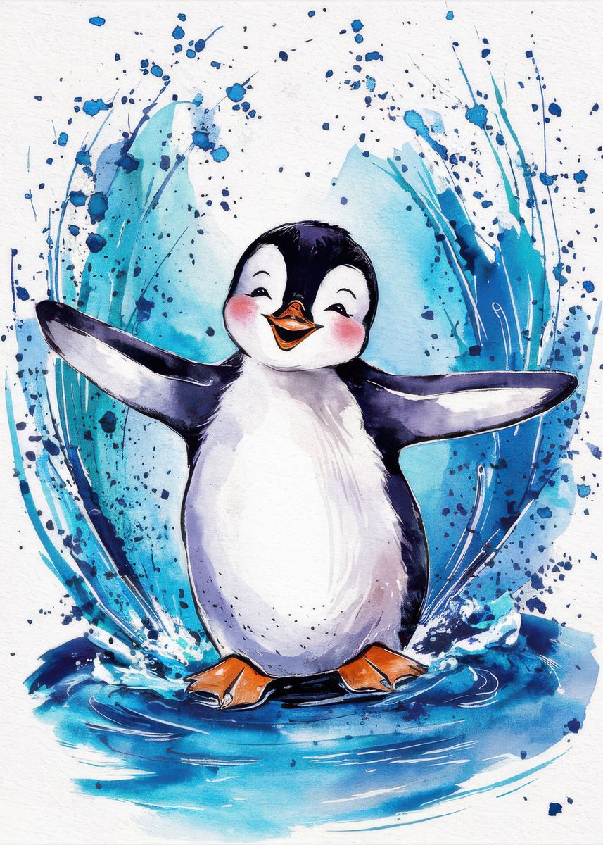 'Penguin Animal' Poster, picture, metal print, paint by DecoyDesign ...
