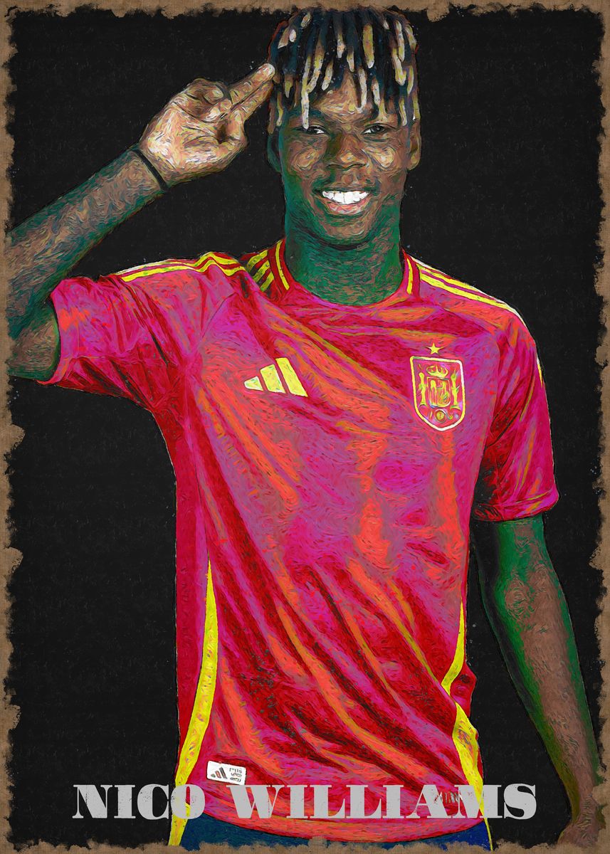 'Nico Williams Player' Poster, picture, metal print, paint by Gin Art ...