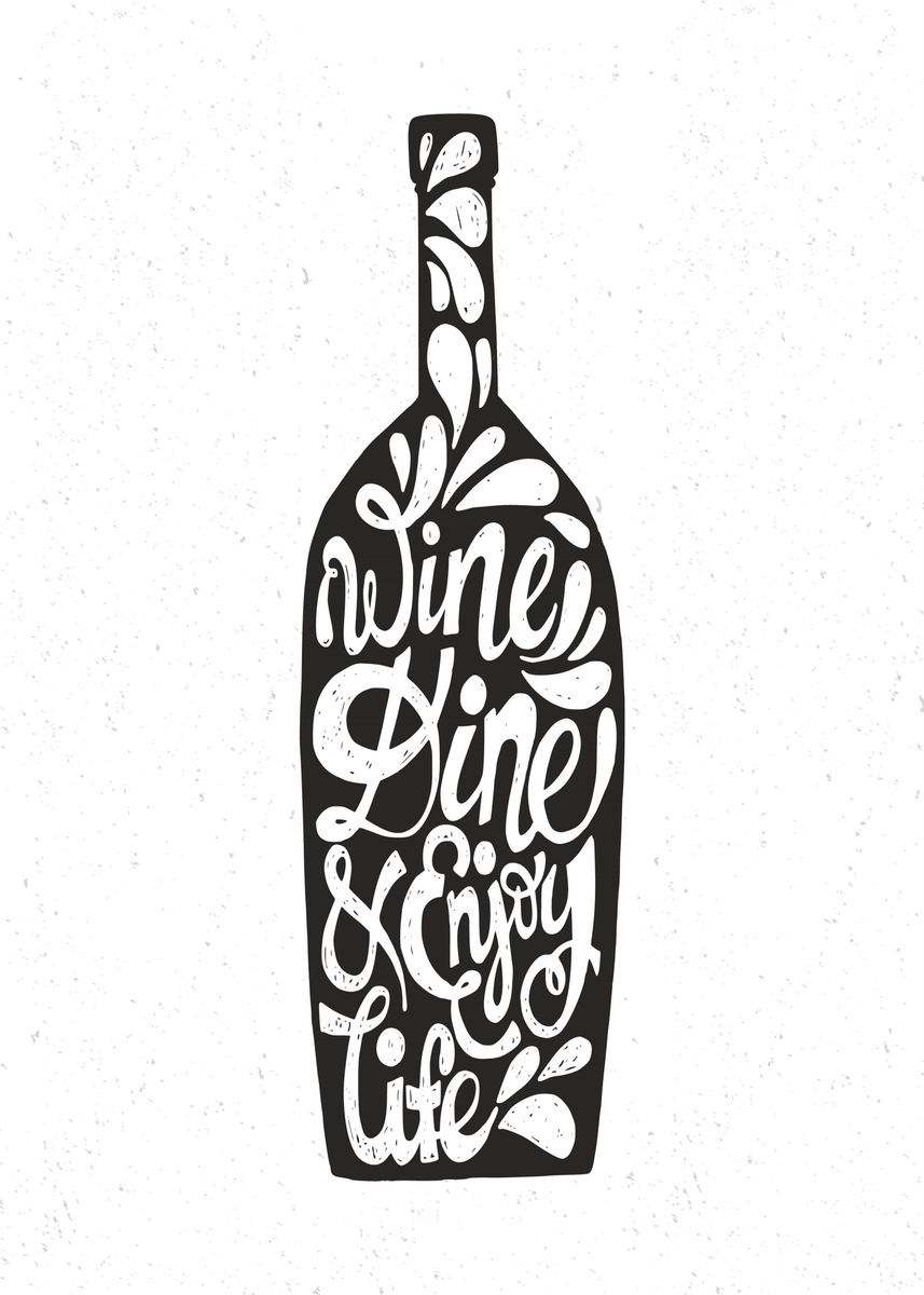 'Wine Typo Bottle Art' Poster, picture, metal print, paint by Create ...
