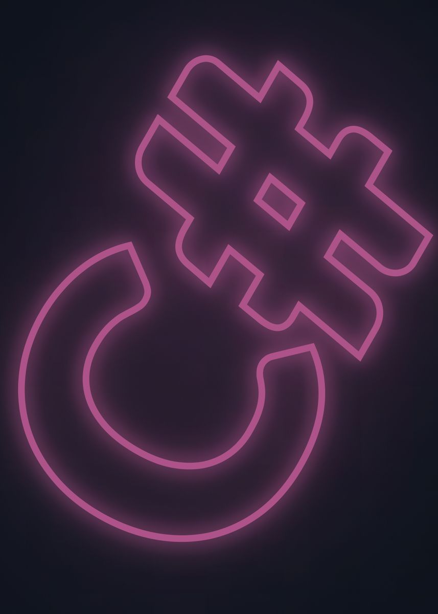 'C Sharp Neon Typography' Poster, picture, metal print, paint by Wisnu ...