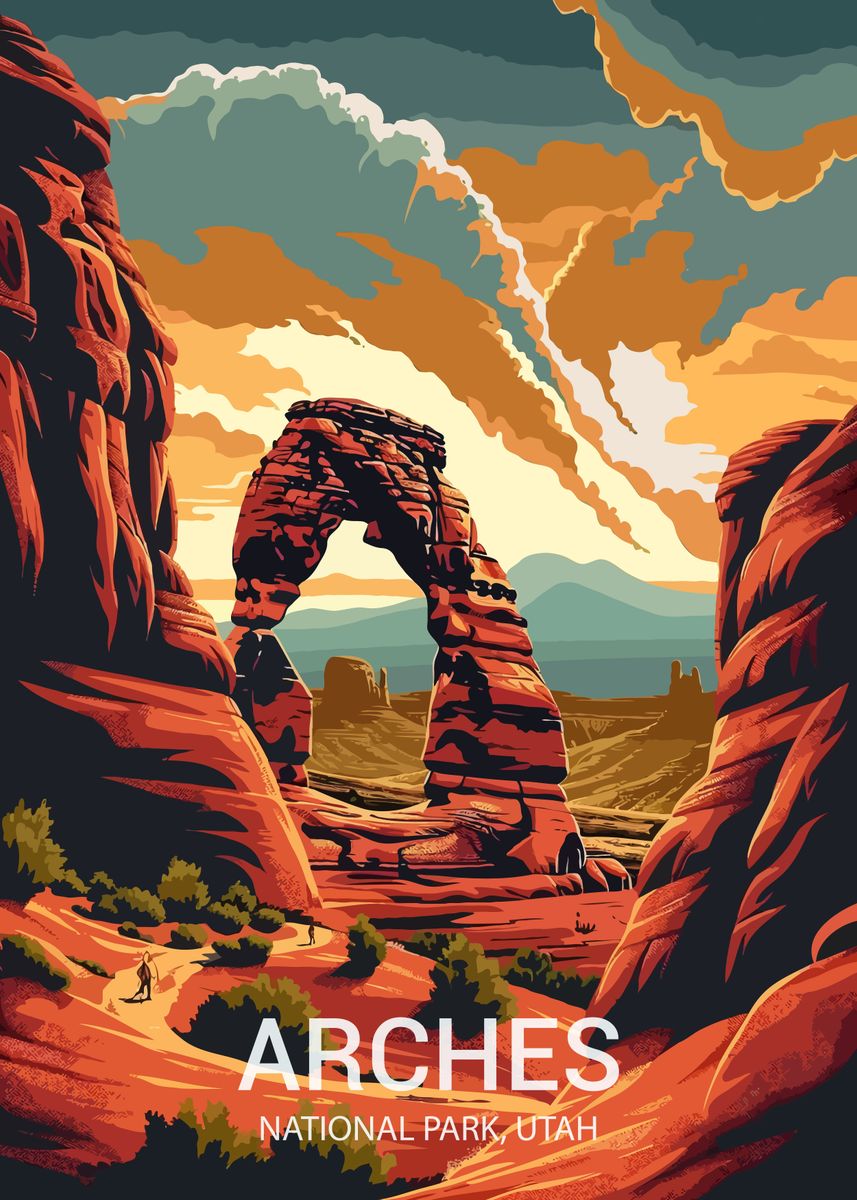 'Arches National Park' Poster, picture, metal print, paint by Sam Kal ...