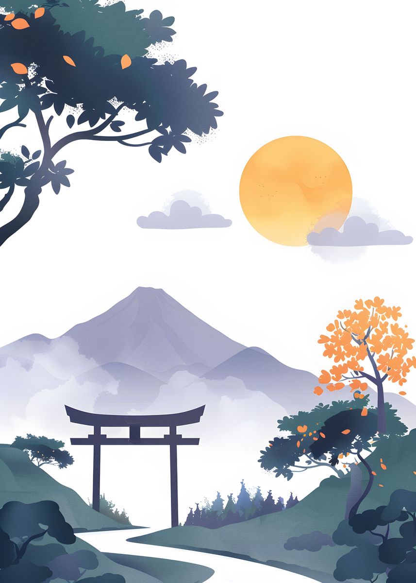 'the winter of japan' Poster, picture, metal print, paint by Muhammad ...