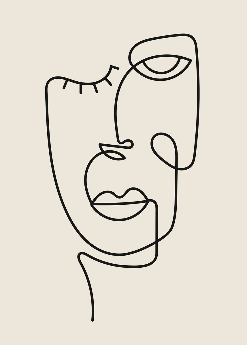 'Sad Woman face line art' Poster, picture, metal print, paint by Human ...