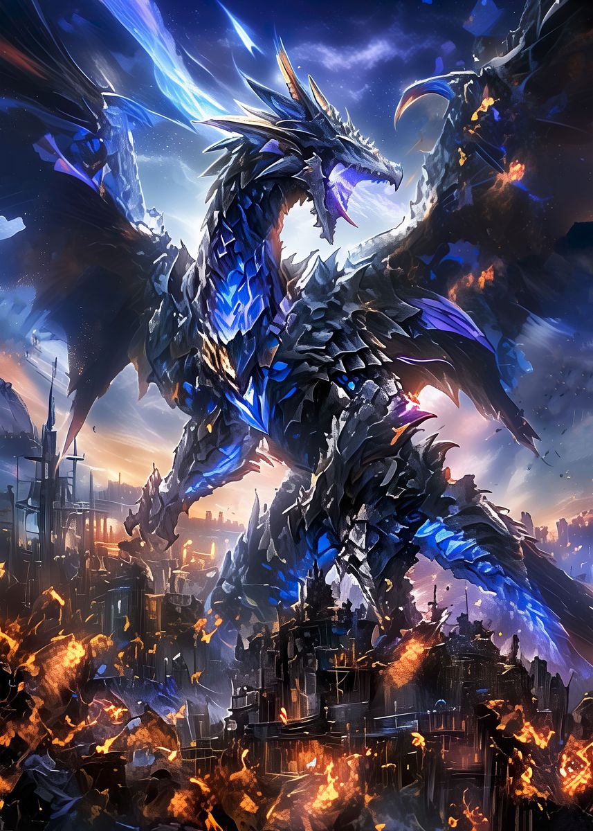 'Dragon Destruction' Poster, picture, metal print, paint by ...