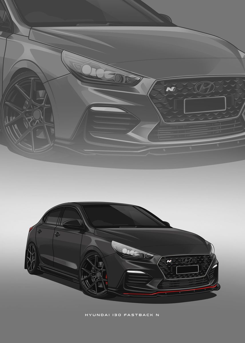 'hyundai i30 fastback n' Poster, picture, metal print, paint by capture ...