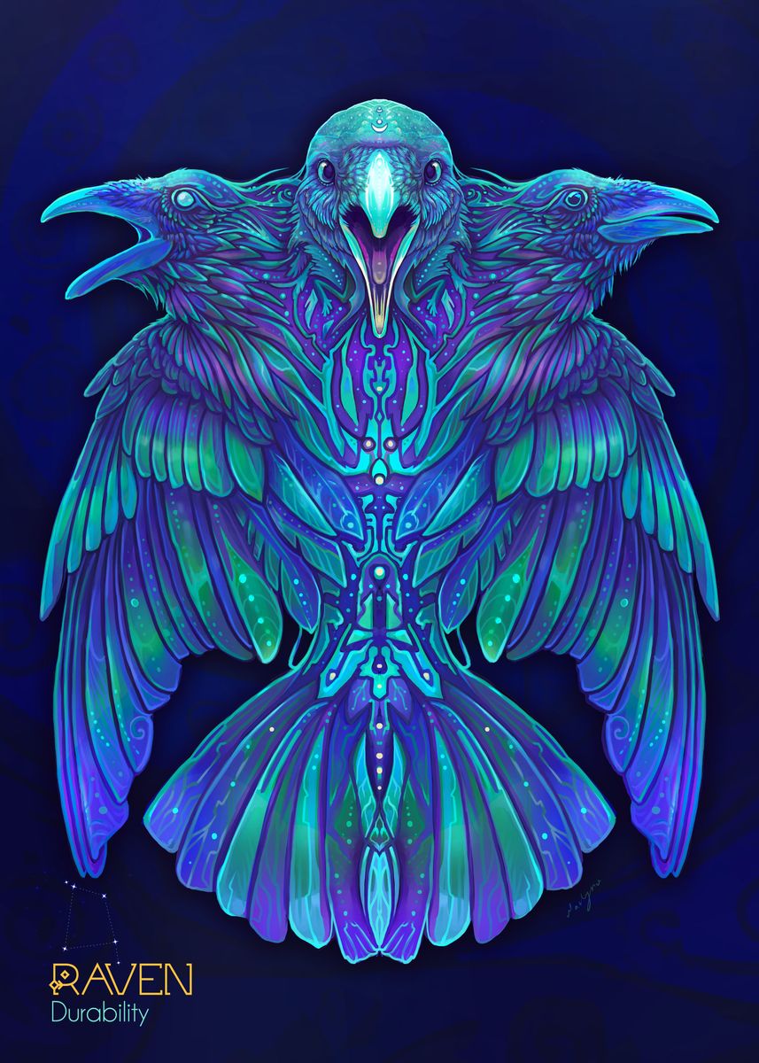 'Raven Spirit Animal' Poster, picture, metal print, paint by More ...