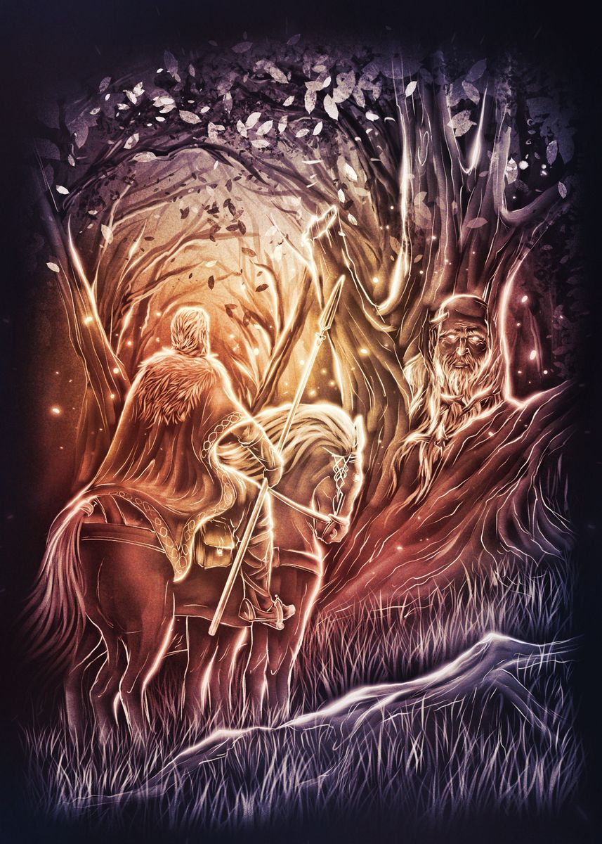 'Odin Visits Mimir' Poster, picture, metal print, paint by Einarrs ...
